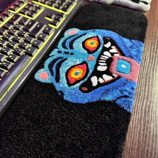 Neon Idol Demon Keyboard Rug – Hand-Tufted Desk Mat