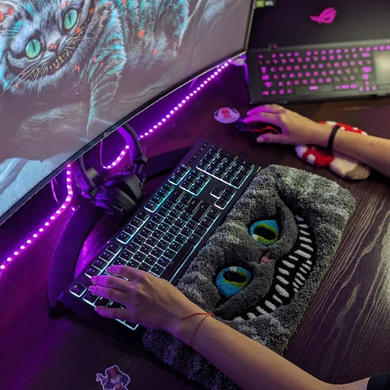 Cheshire Cat Keyboard Rug - Magical Desk Decor with Mushroom