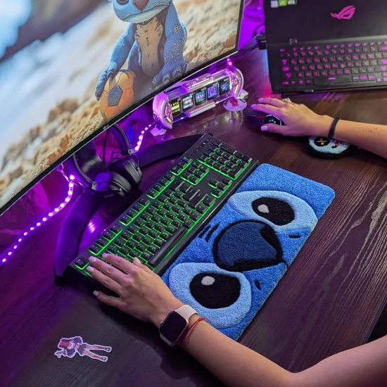 Quirky Blue Character Keyboard Rug - Cute Desk Decor