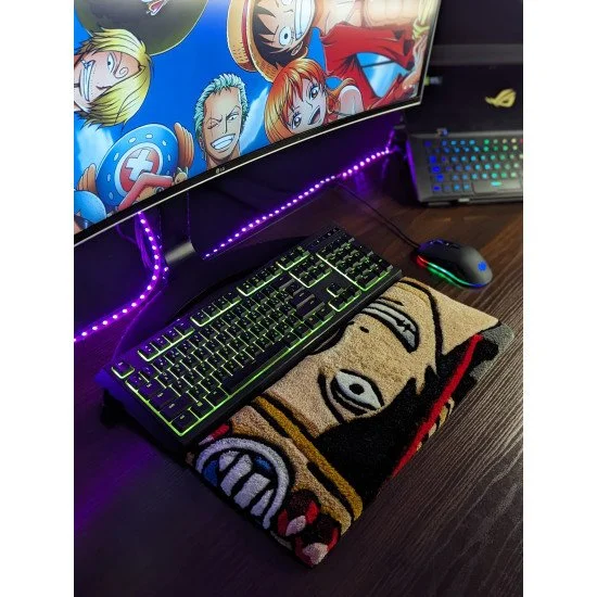 Fluffy Keyboard Rug with Anime Design