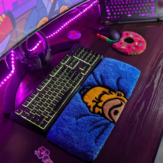 Sleeping Cartoon Keyboard Rug - Cozy Desk Decor with Donut
