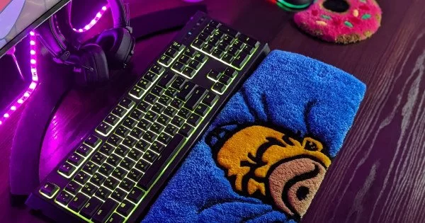 Sleeping Cartoon Keyboard Rug - Cozy Desk Decor with Donut